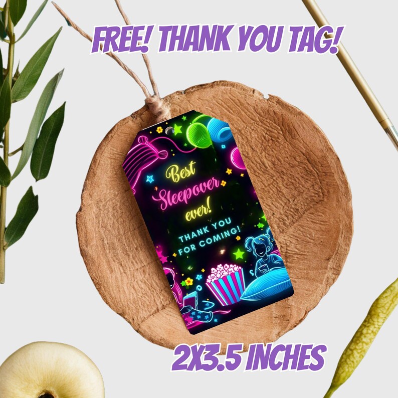 Sleepover Birthday Party Invitation Slumber Party Invite Neon Birthday ...