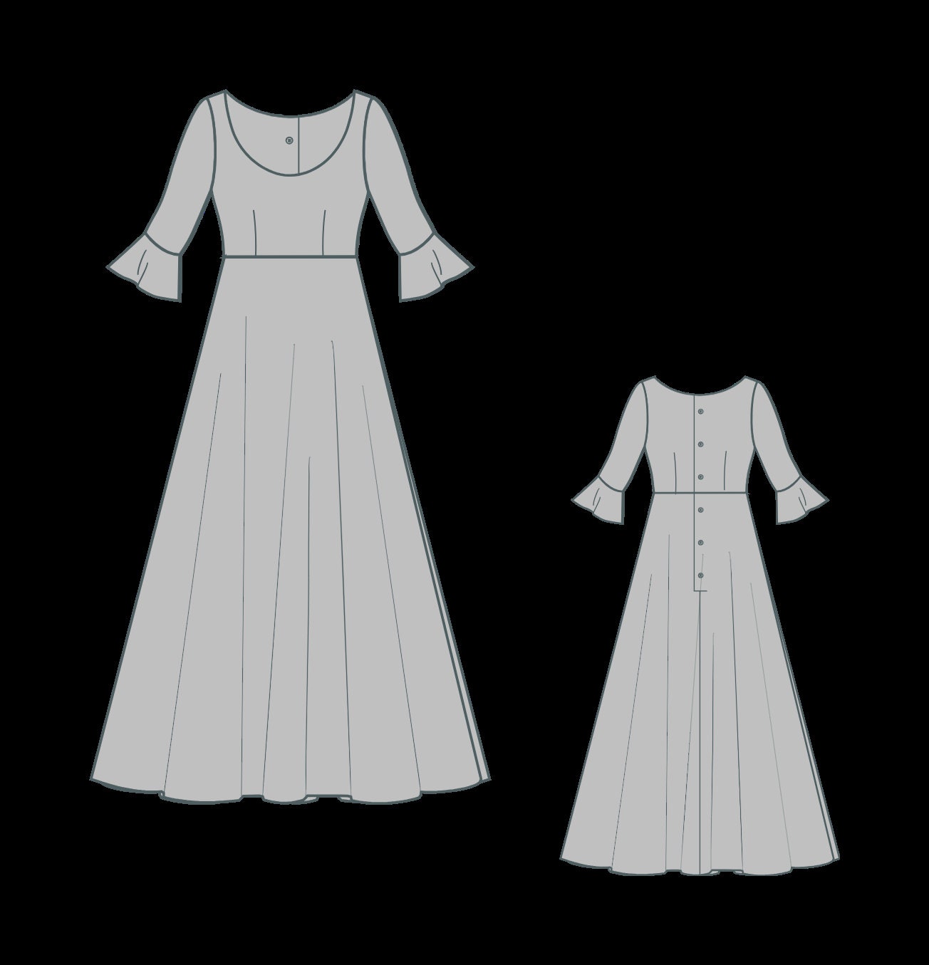 Ruffle Sleeve dress Model of the 1400srenaissance,medieval Dressceltic ...