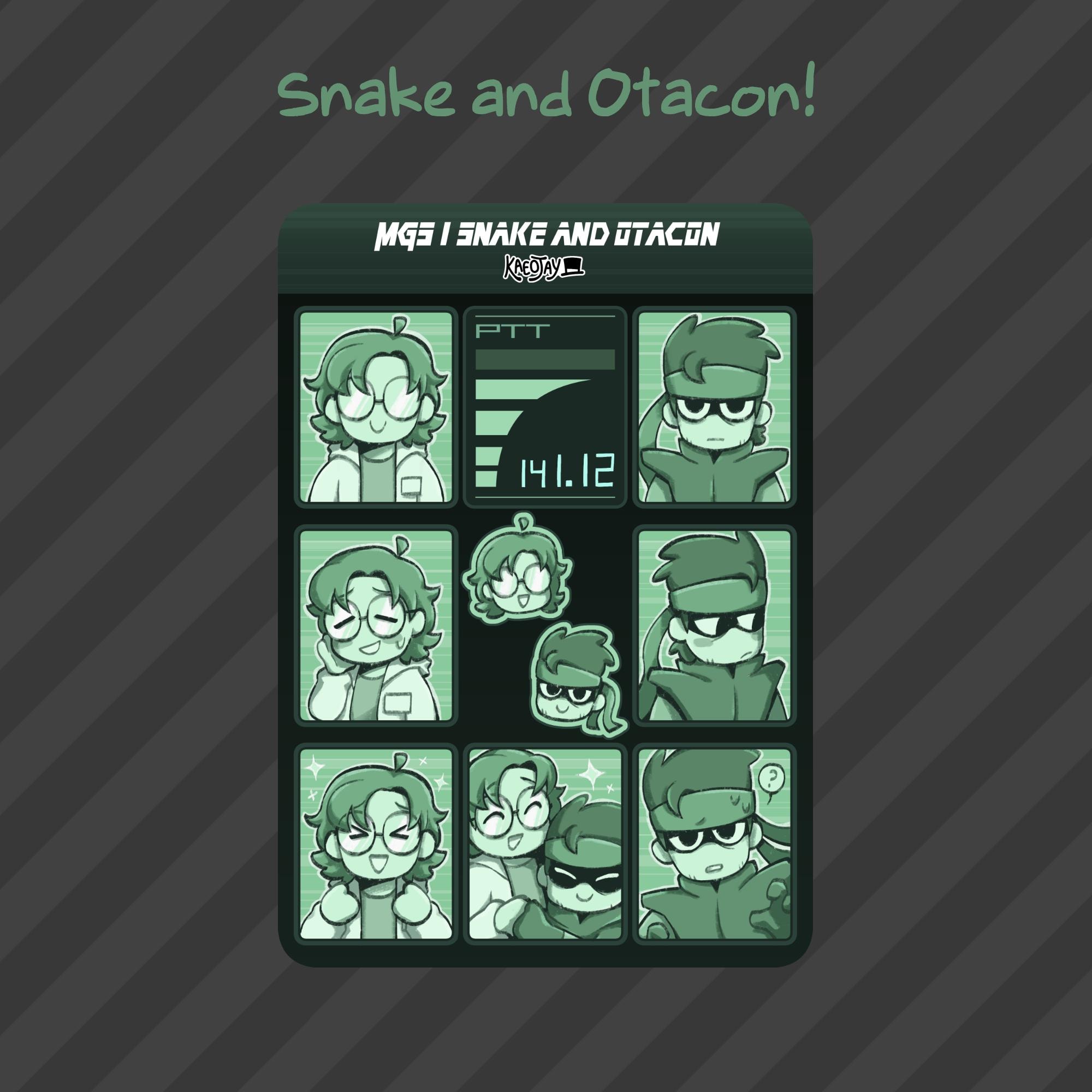 MGS Snake and Otacon Sticker Sheet Otasune Snotacon Laminated Vinyl ...