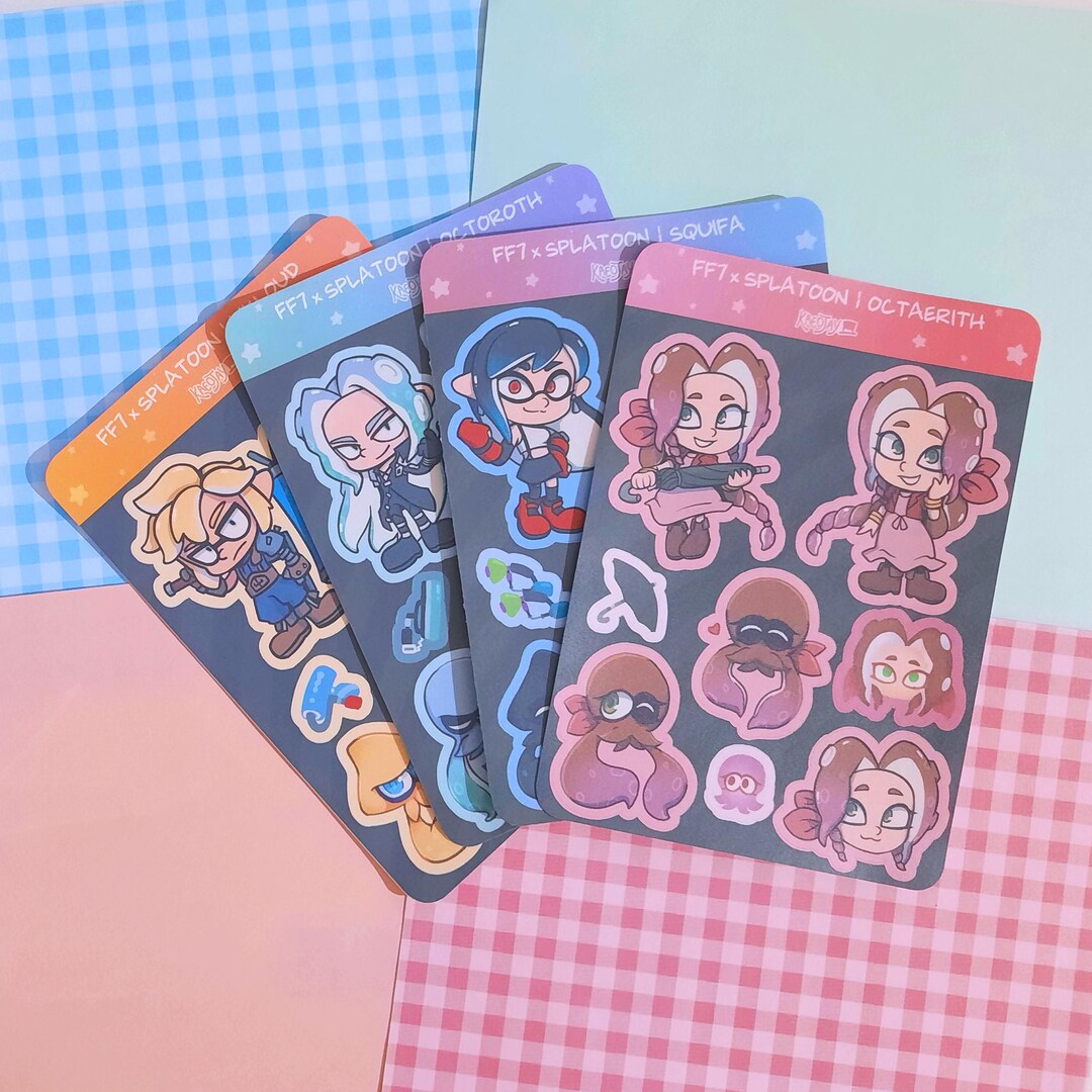 FF7 X Splatoon Sticker Sheets Laminated Vinyl Sticker Sheet - Etsy
