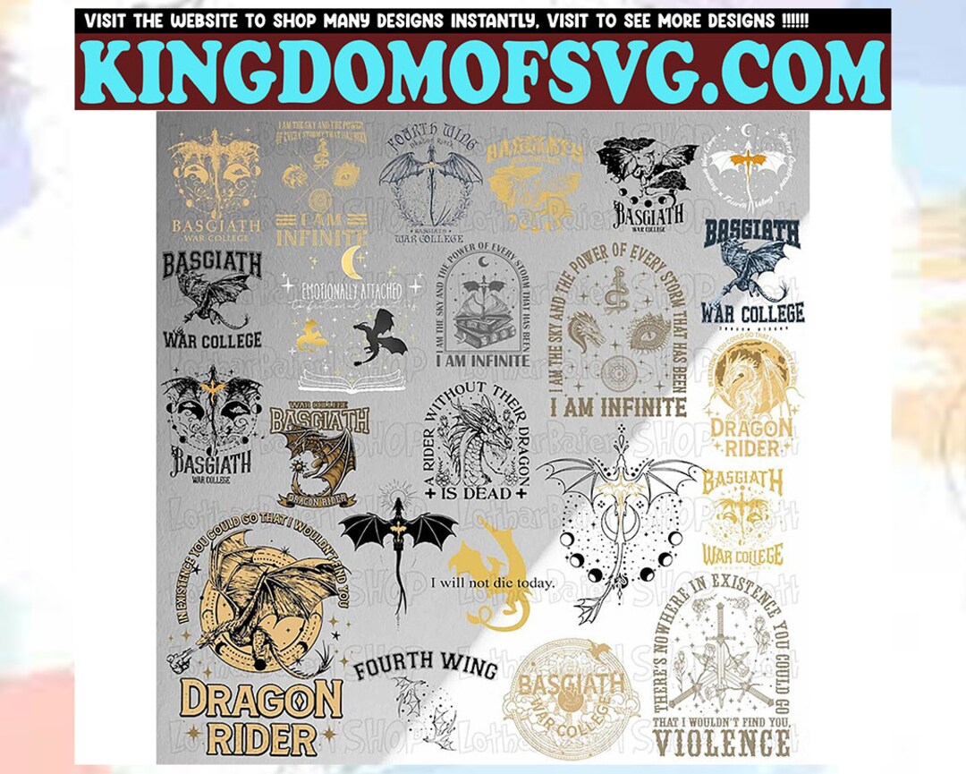 30 Fourth Wing Bundle Svg, Basgiath War College Svg, Dragon Rider ...