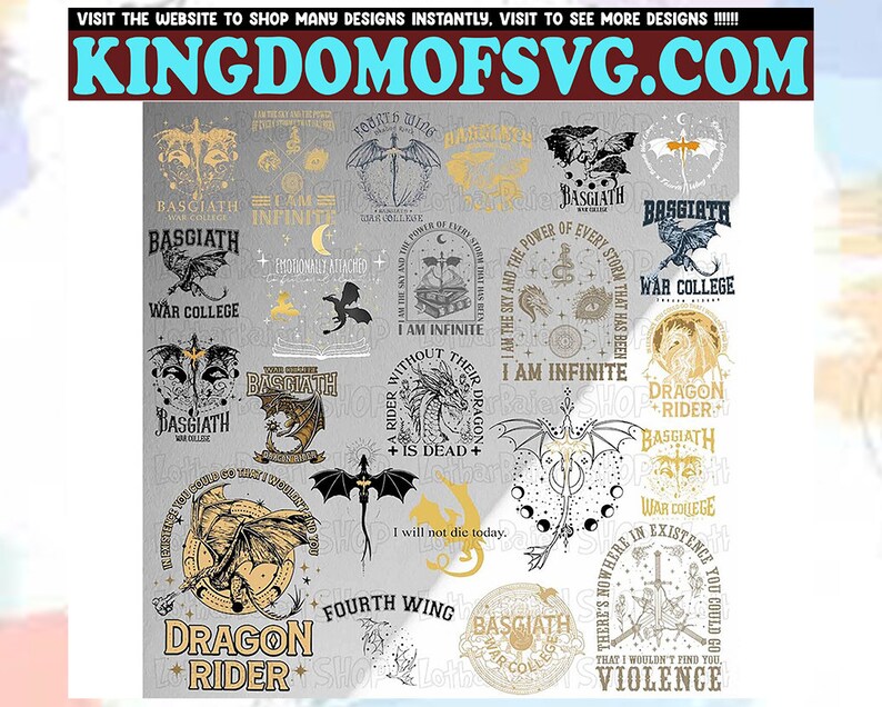 30 Fourth Wing Bundle Svg, Basgiath War College Svg, Dragon Rider ...