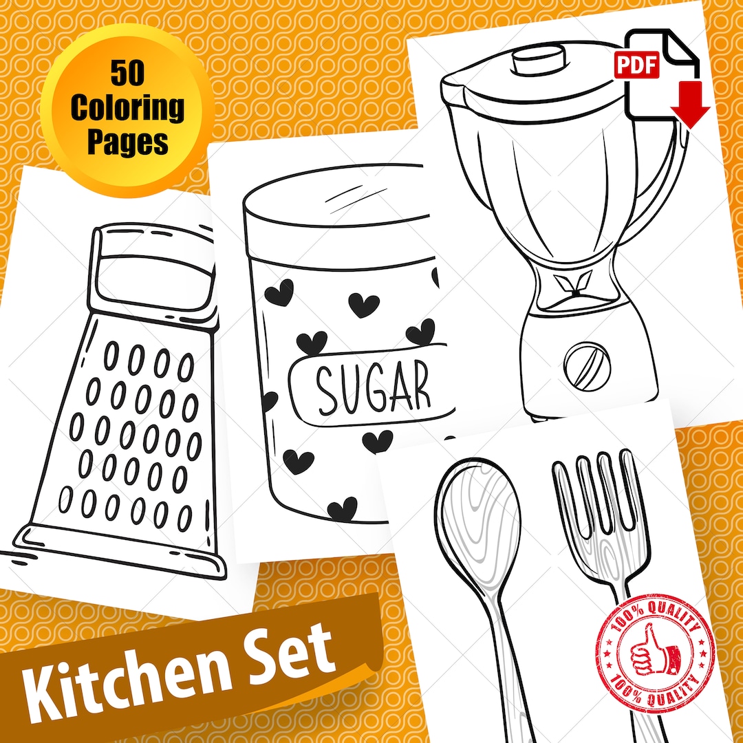 Digital Kitchen Coloring Book,printable Coloring Book,coloring Pages ...