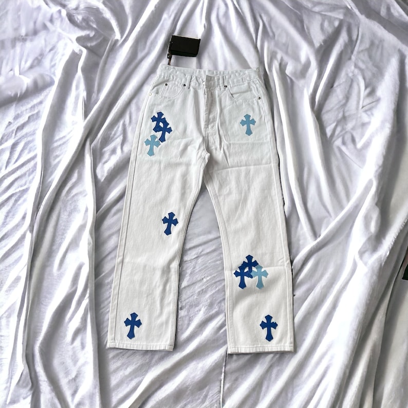 Chrome Heart Jeans, Patchwork Denim, Baggy Jeans, Chrome Heart Crosses ...