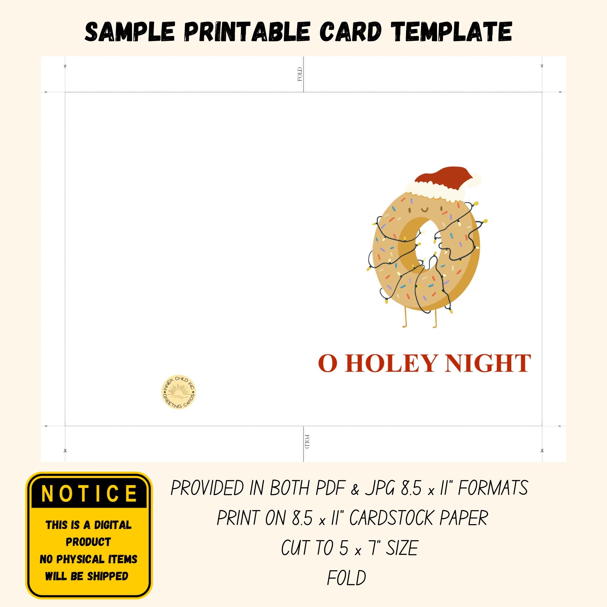 O Holy holey Night Printable Holiday Card, 5x7 Digital Download ...