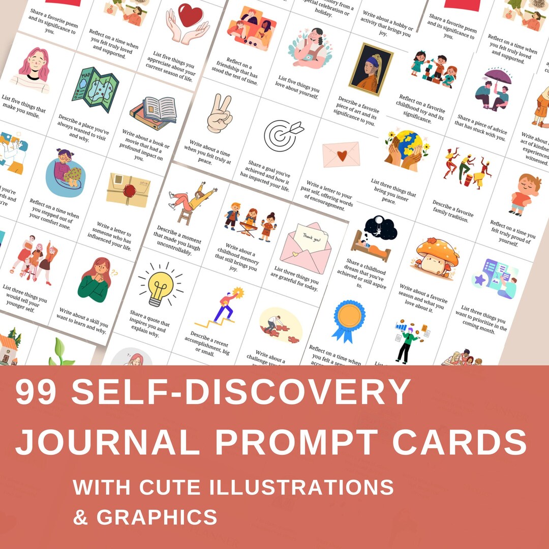 99 Self-discovery Journaling Prompt Cards, Printable Journaling Ideas ...