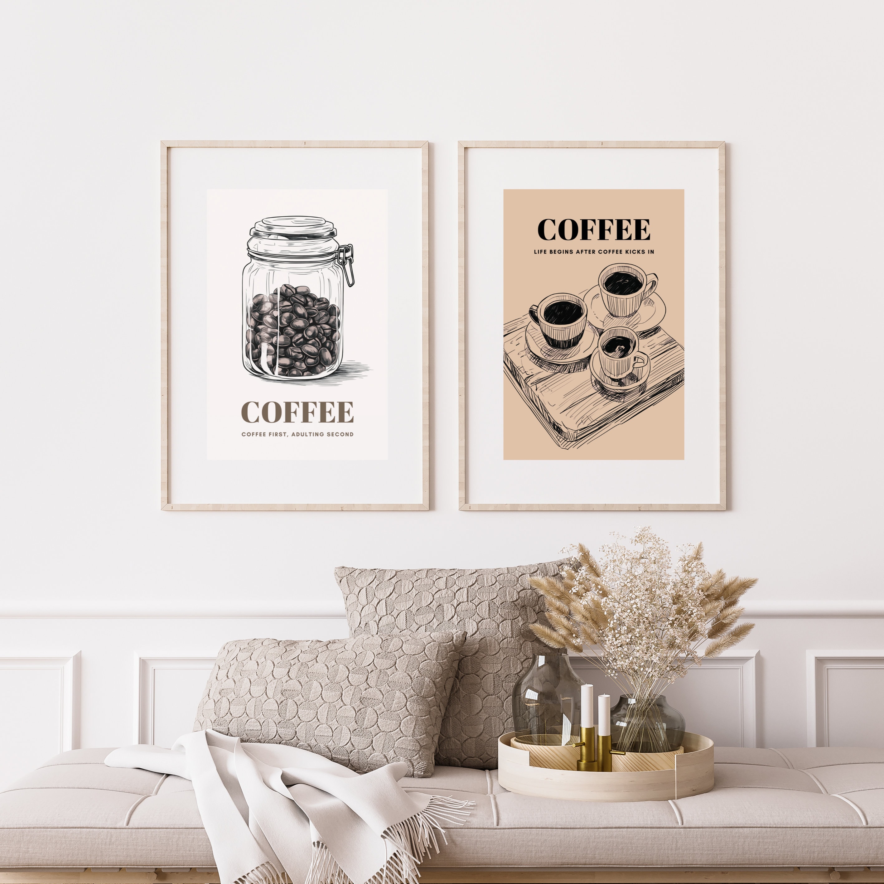 Brown Coffee Corner Wall Decor Set of 3 Printables Retro Coffee Bar ...