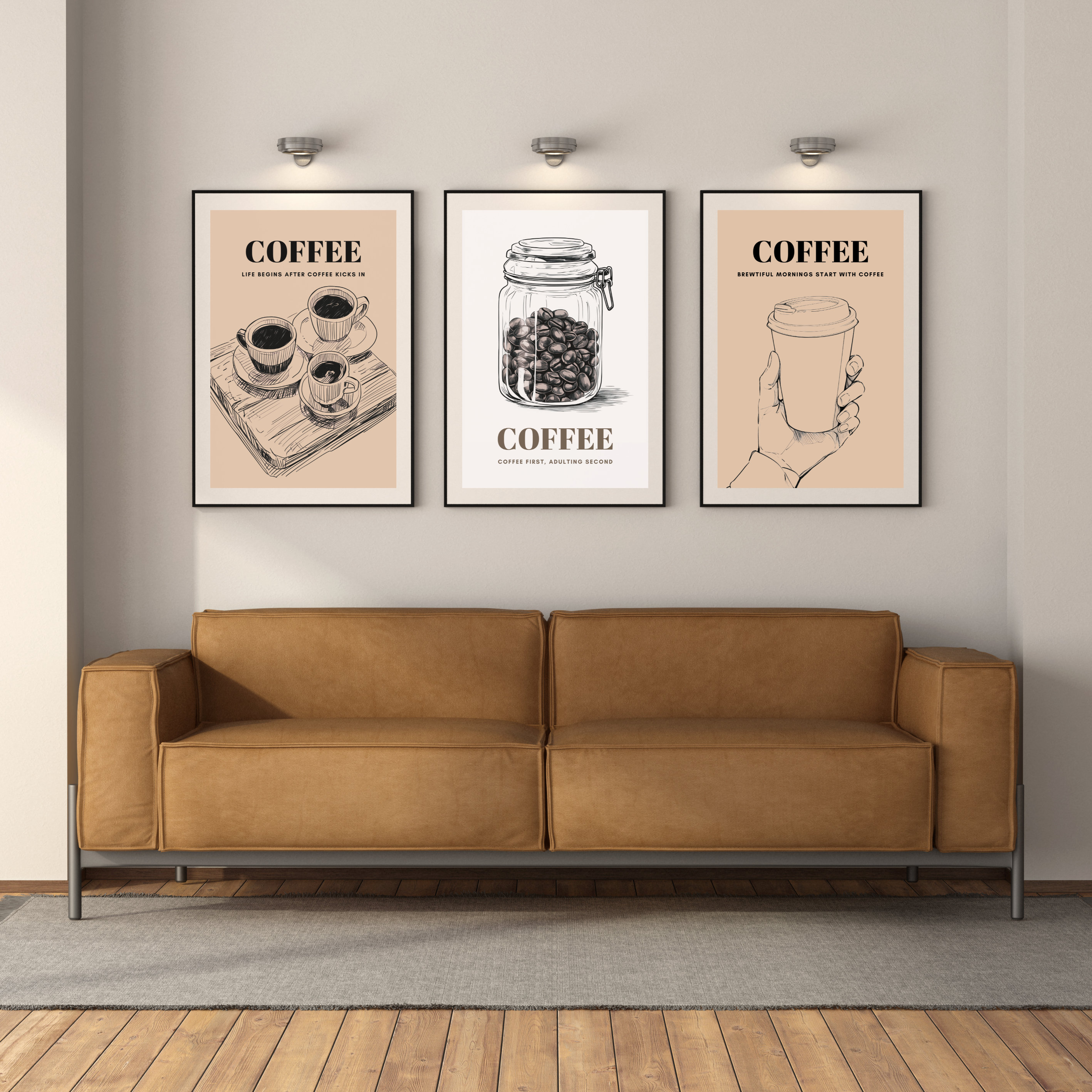 Brown Coffee Corner Wall Decor Set of 3 Printables Retro Coffee Bar ...