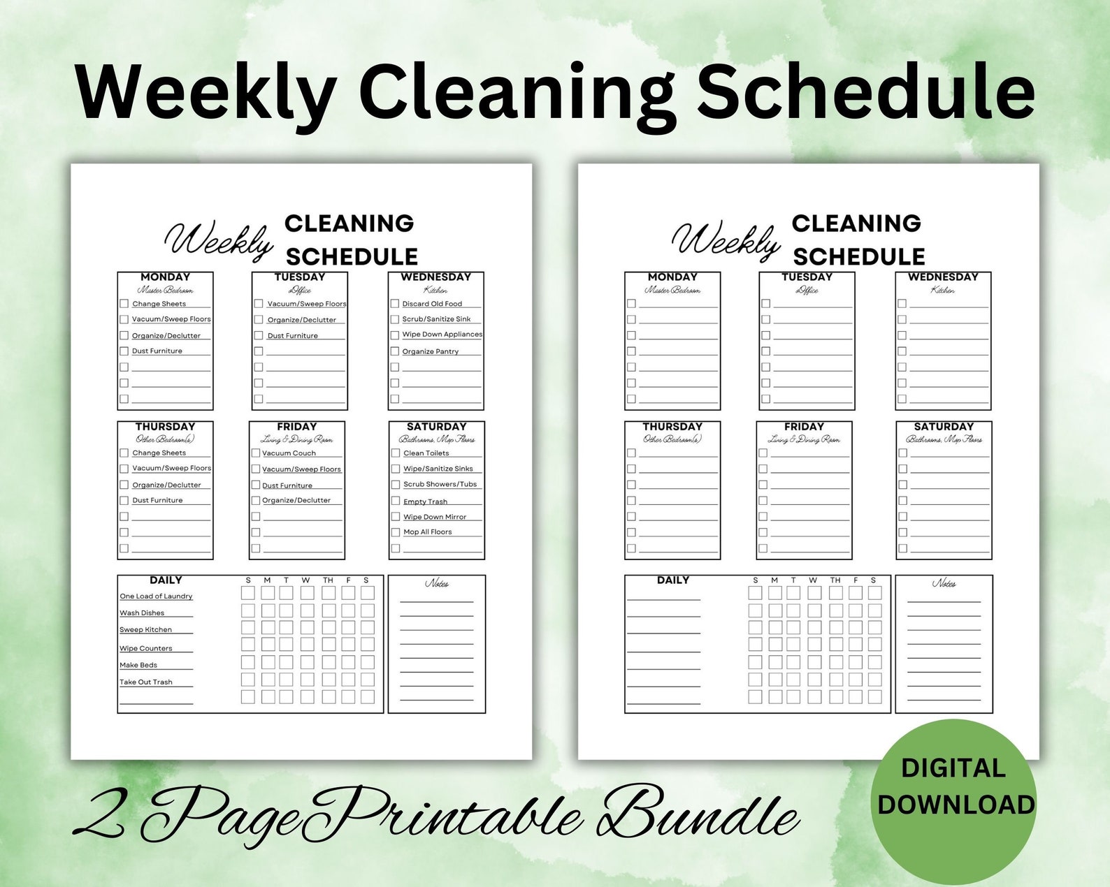 Printable Weekly Cleaning Checklist for Busy Moms, Effective Weekly ...