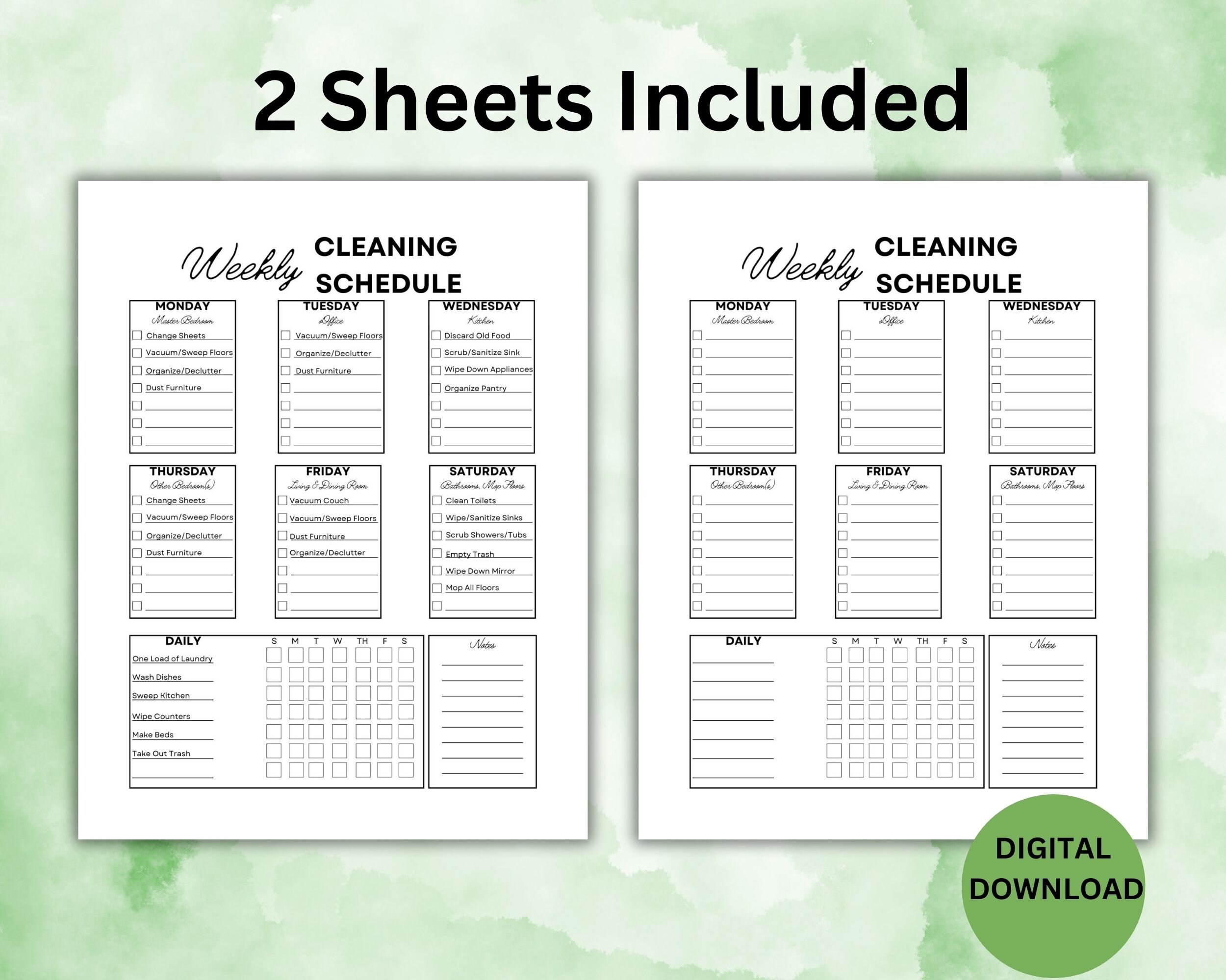 Printable Weekly Cleaning Checklist for Busy Moms, Effective Weekly ...
