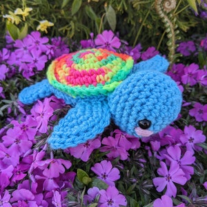 Sea Turtle Plush Rainbow Blue Handmade Crochet - Etsy