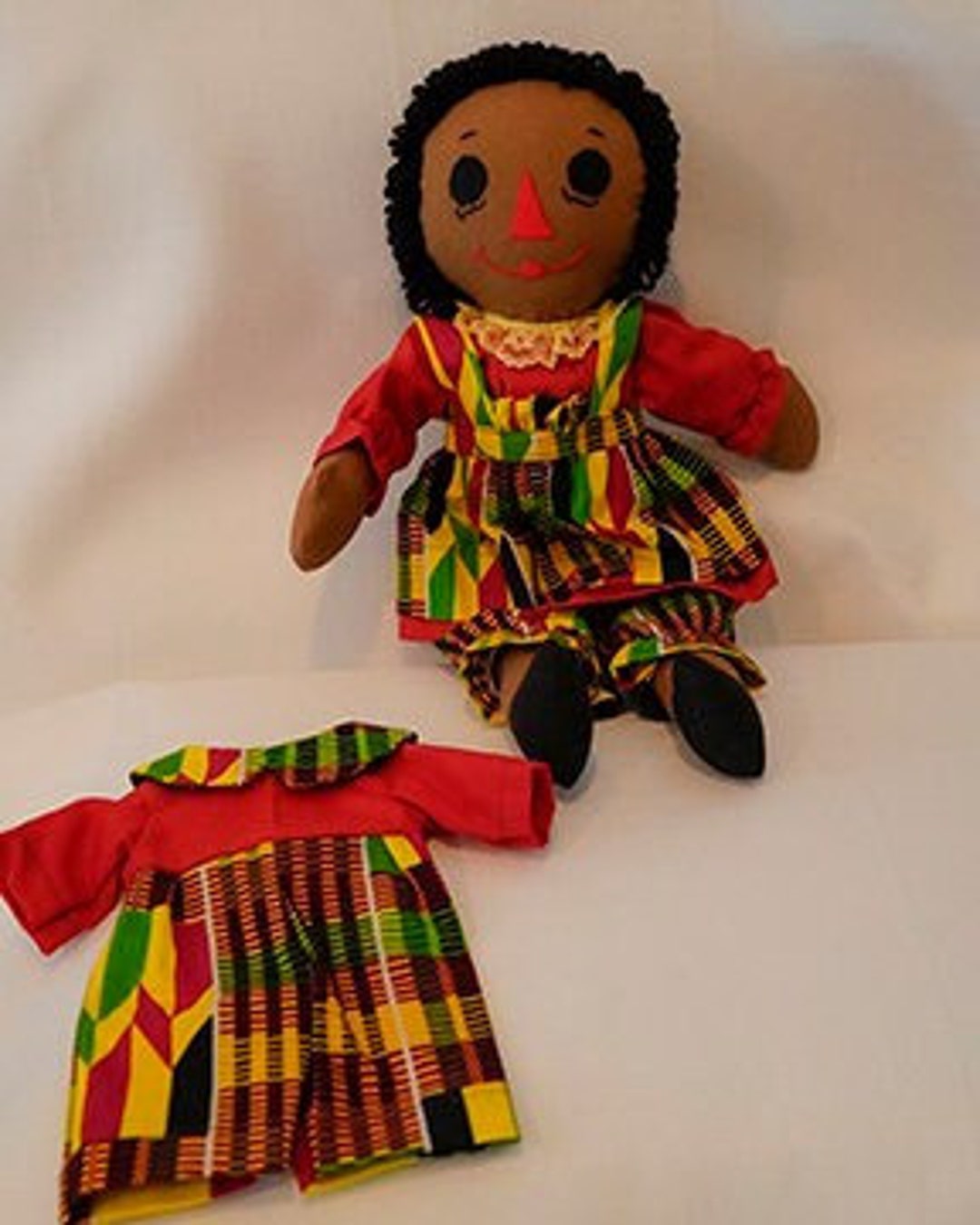 7 - Black Annie Doll With African Print Fabric + Extra Outfit - Etsy