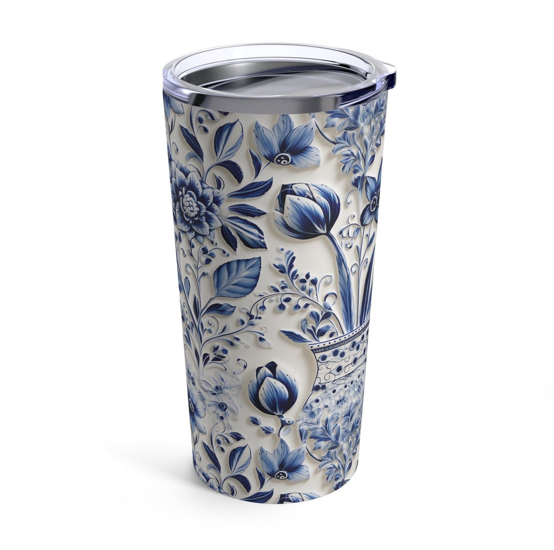 Beautiful Delft Blue-design Tumbler 20oz | Gift for Her | Gift for Wife ...
