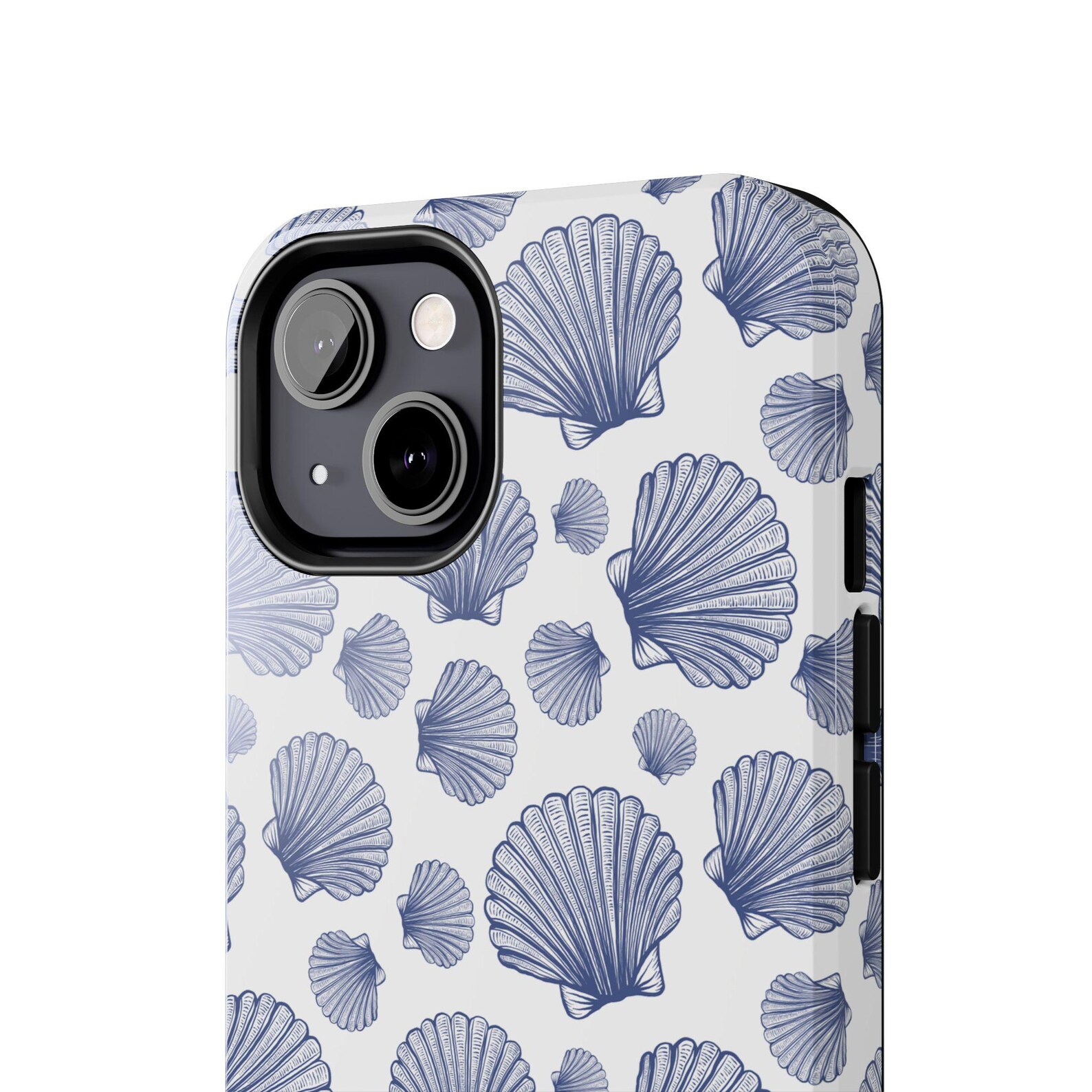 Chic Blue Seashells Print With Wood-look Trim Tough Phone Case Summer ...