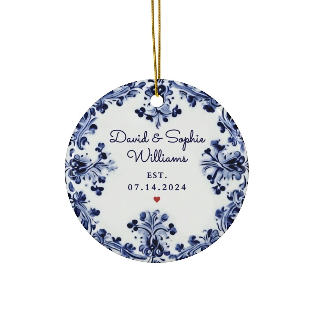Personalized Delft Blue Wedding Ornament, Wedding Keepsake Delft Blue ...