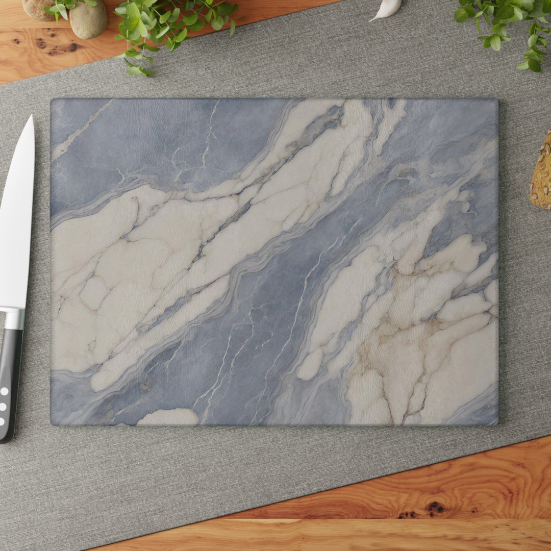 Blue Ocean Marble-design Glass Cutting Board Charcuterie Board ...