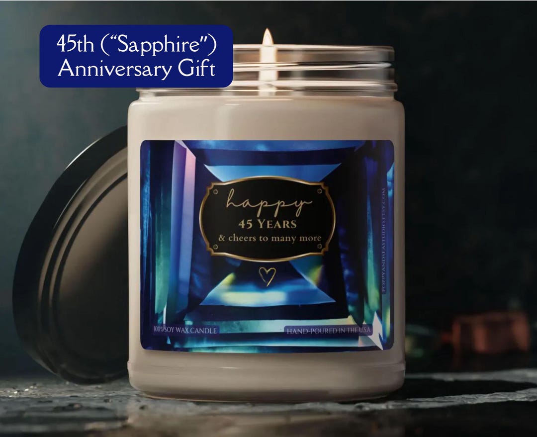 Beautiful 45th Anniversary Gift Blue Sapphire-design Candle 45 Years ...