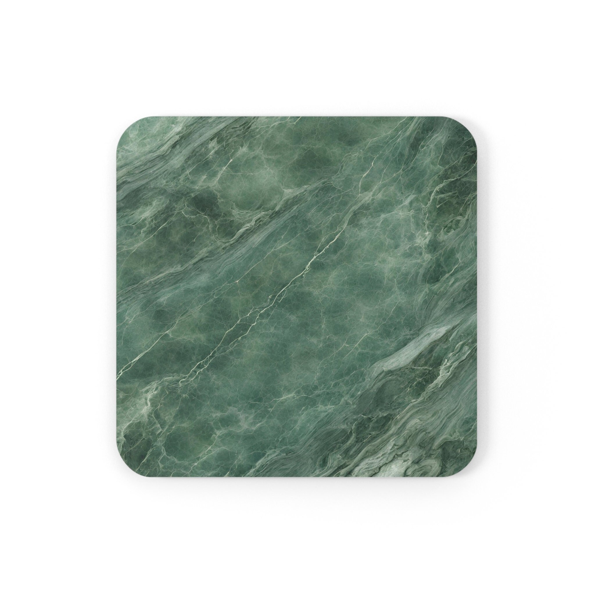Coasters: Green Quartzite Marble-design faux Cork-back Coasters, Green ...