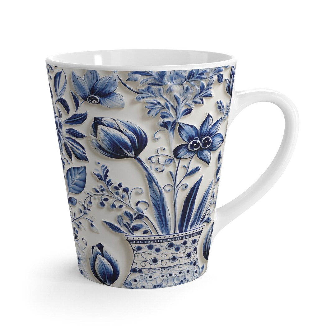 Beautiful Delft Blue-design Latte Mug | Gift for Her | Gift for Him ...