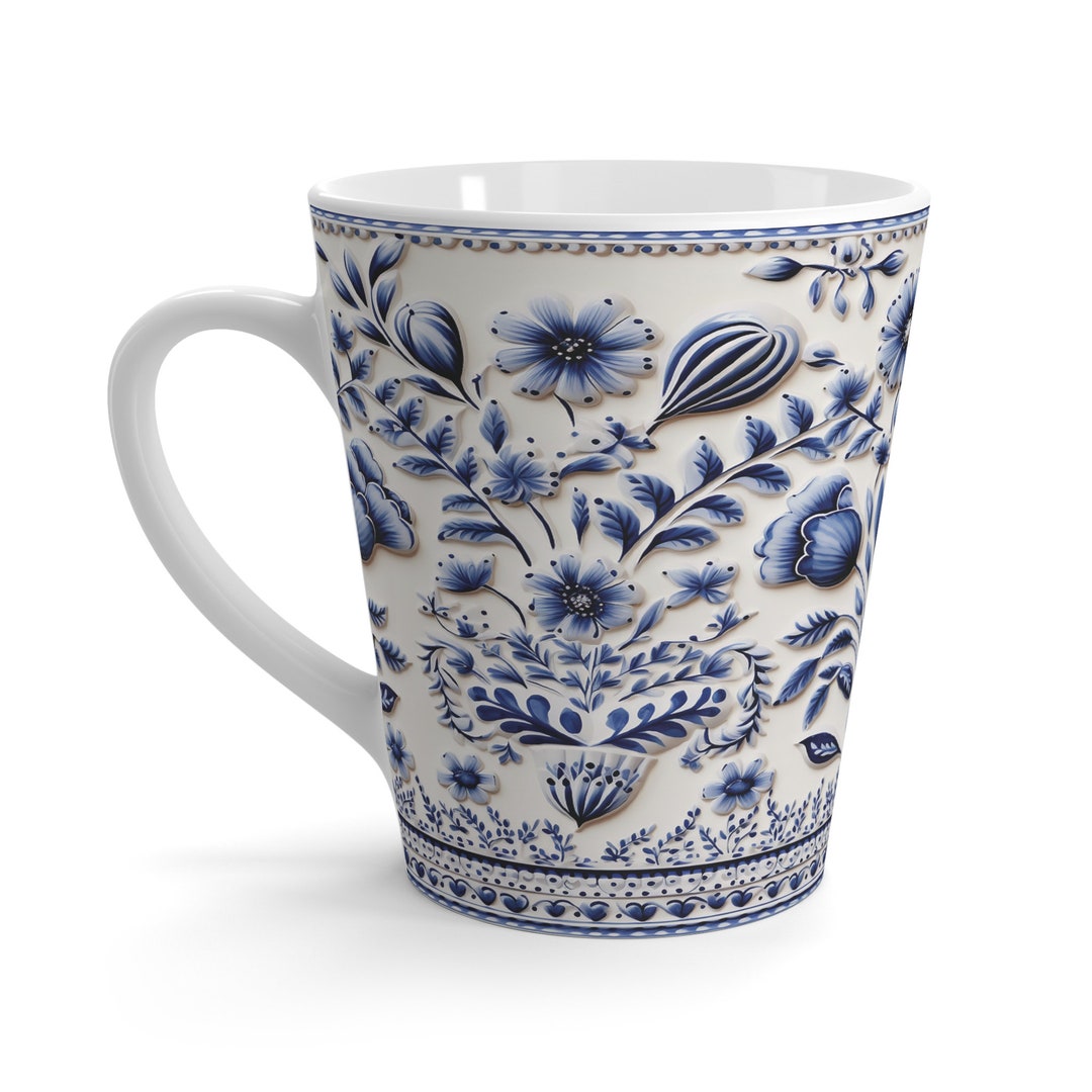 Beautiful Delft Blue-design Latte Mug | Gift for Her | Gift for Him ...