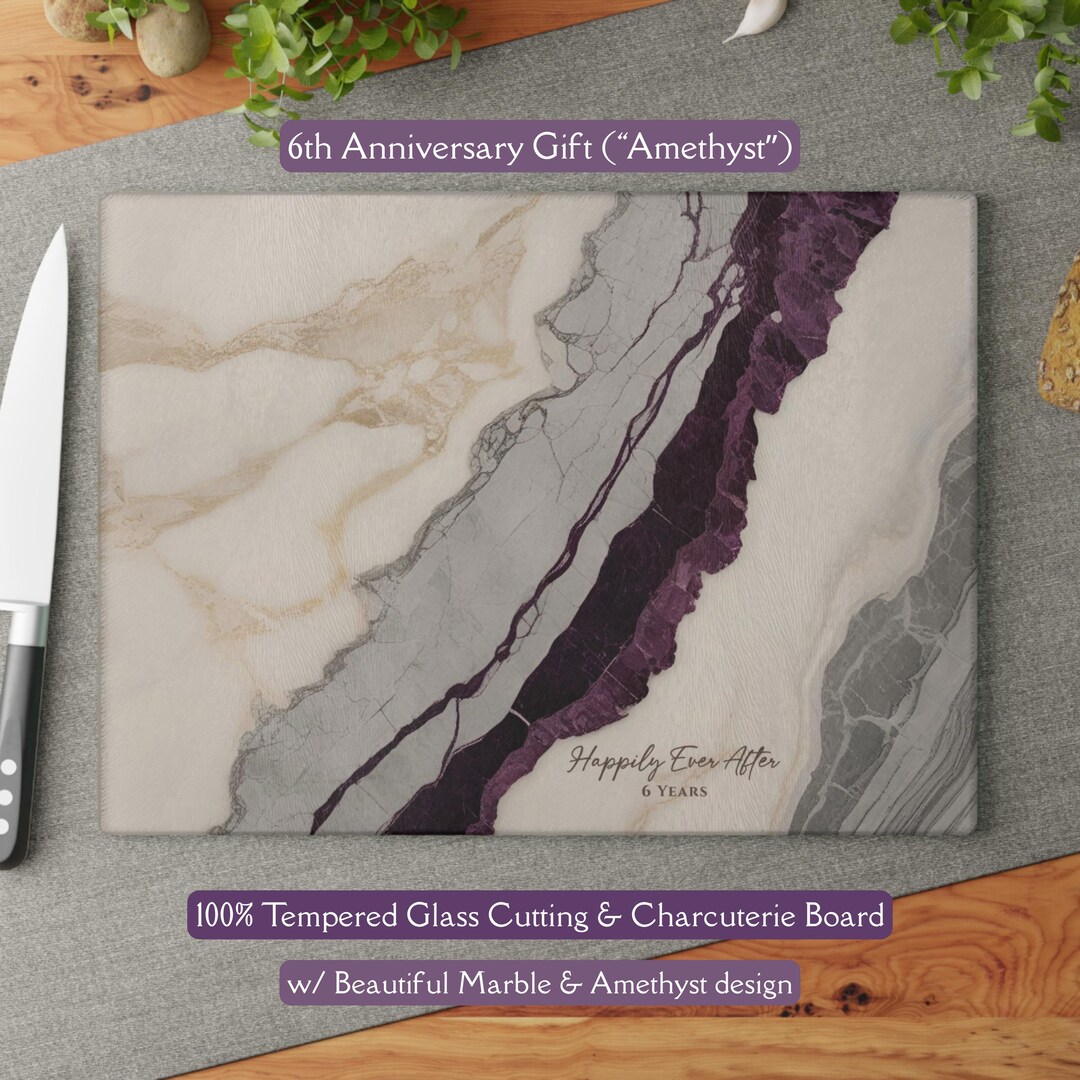 Beautiful 6th "amethyst" Anniversary Gift, Marble-design *glass ...