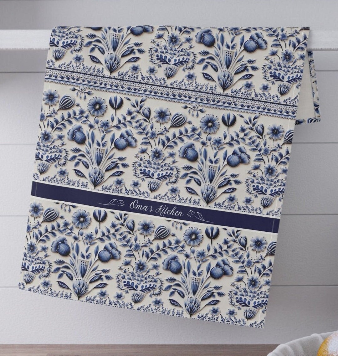 Beautiful Delft Blue-design oma's Kitchen Towel Dutch Delft Dish Towel ...