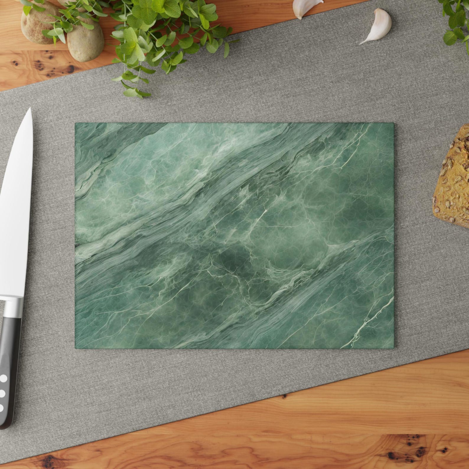 Beautiful Green Quartzite Marble-design Glass Cutting Board & Serving ...