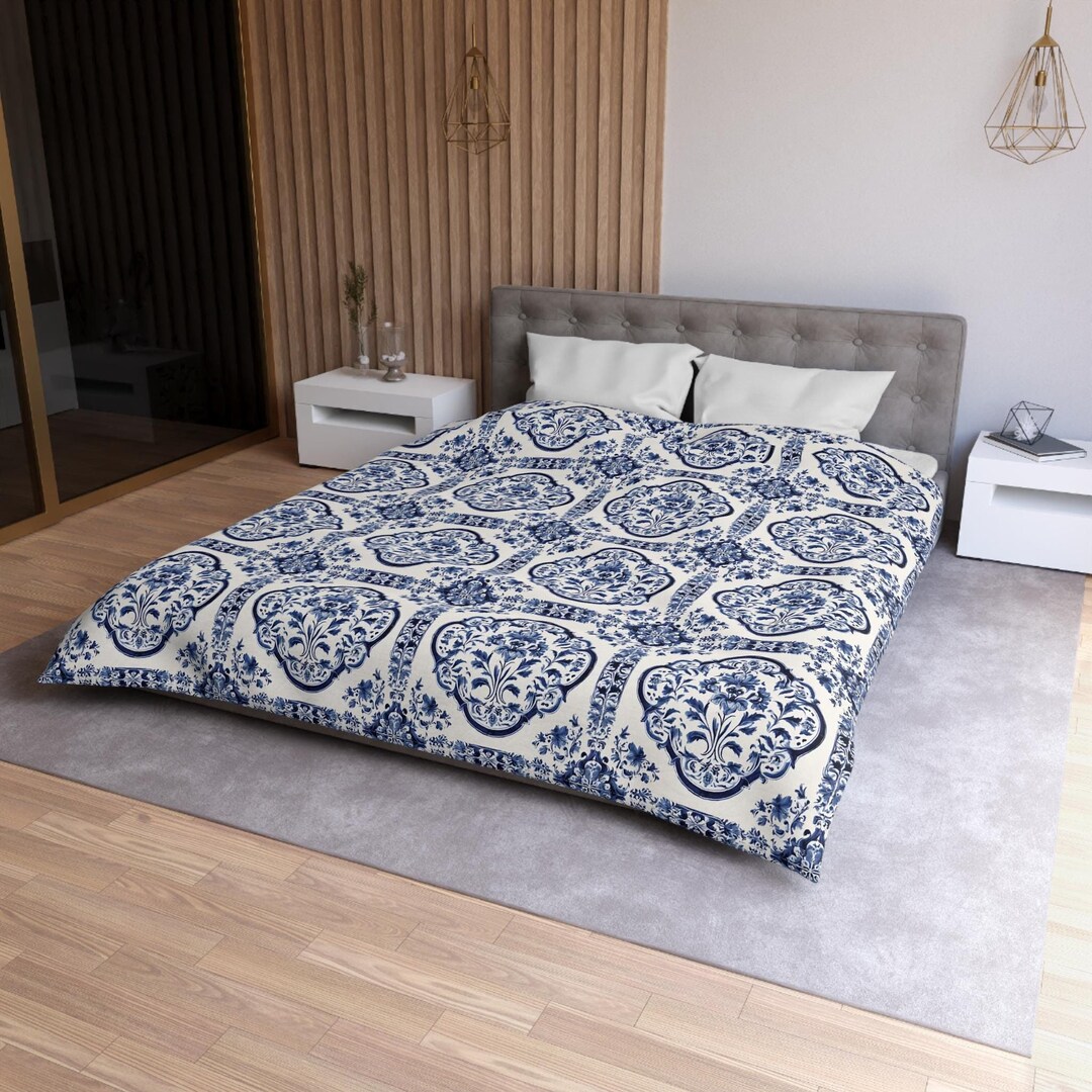Beautiful Delft Blue-print Microfiber Duvet Cover, Blue Delft Tile ...