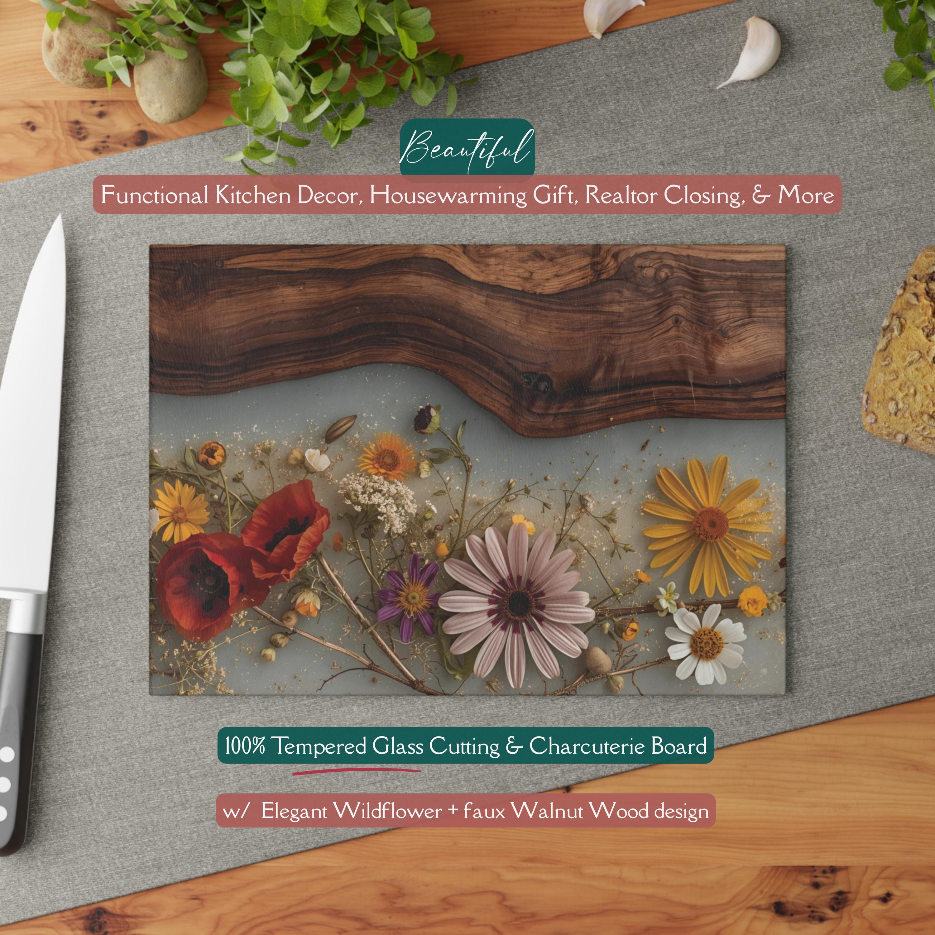 Beautiful Unique Wildflowers Epoxy-inspired *glass* Cutting & Serving ...