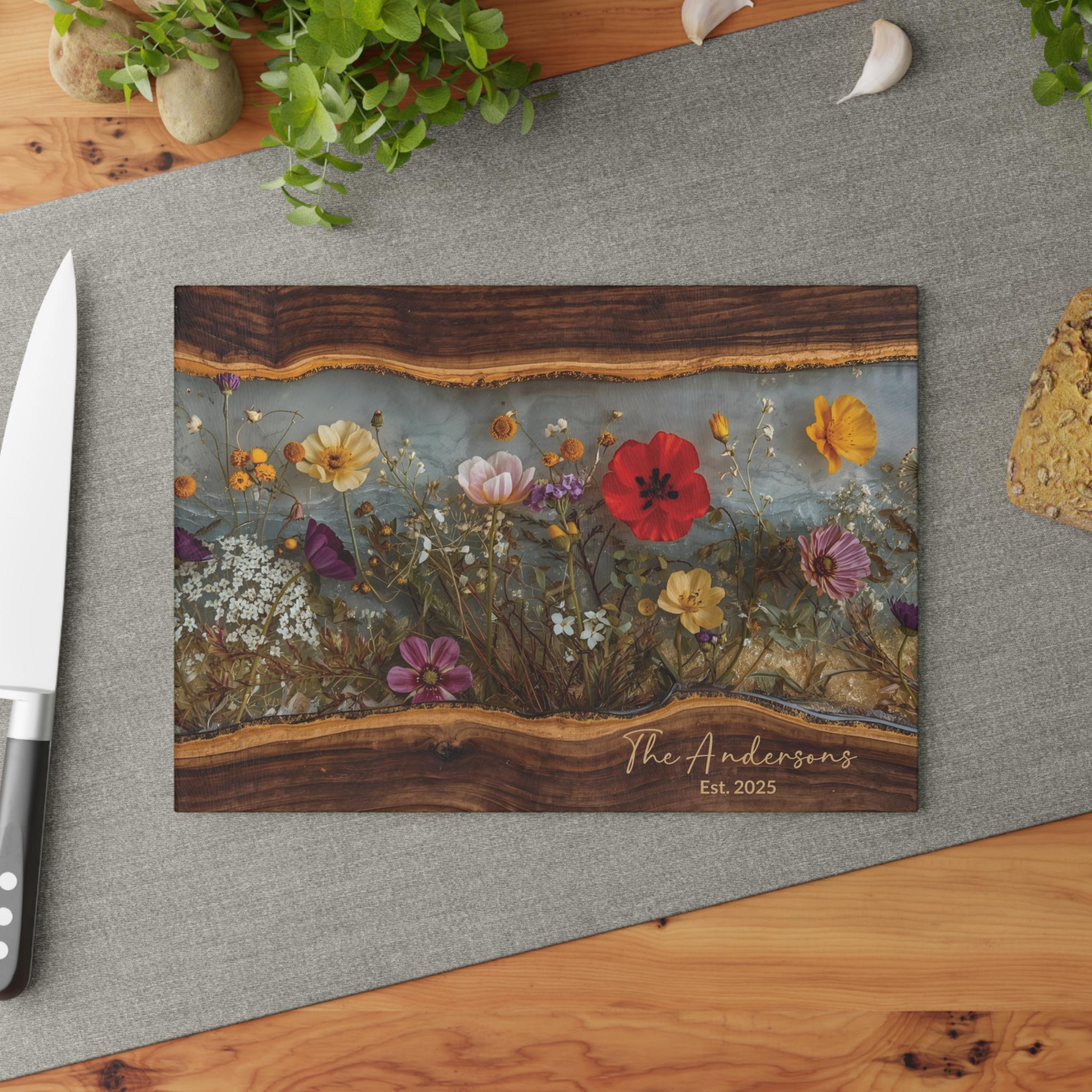 Personalized Wildflower Epoxy-inspired *glass* Cutting & Serving Board ...