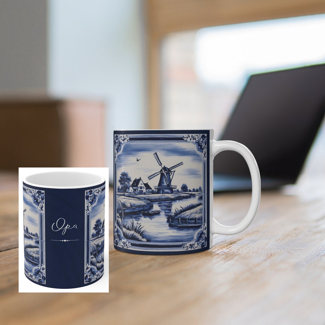 Delft Blue Design Opa Mug Delft Windmill Mug Gift for Opa Gift for ...