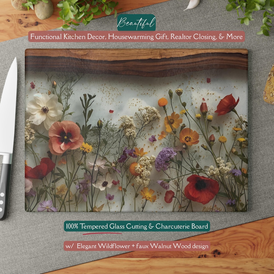 Beautiful Unique Wildflowers Epoxy-inspired *glass* Cutting & Serving ...
