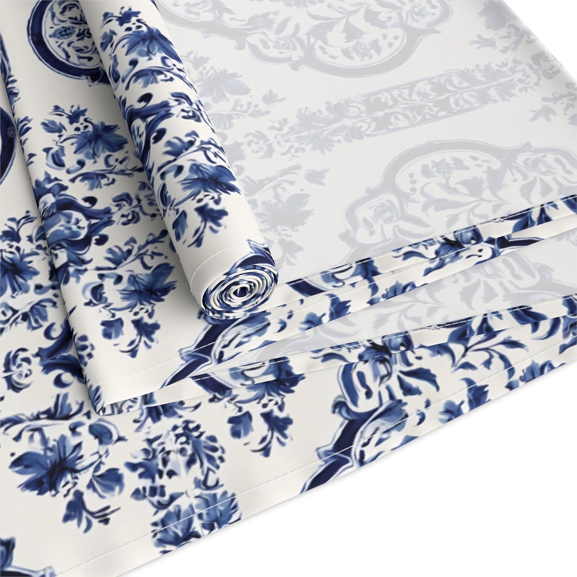 Beautiful Delft Blue Floral Design Table Runner Vintage Table Runner Botanical Table Runner ...