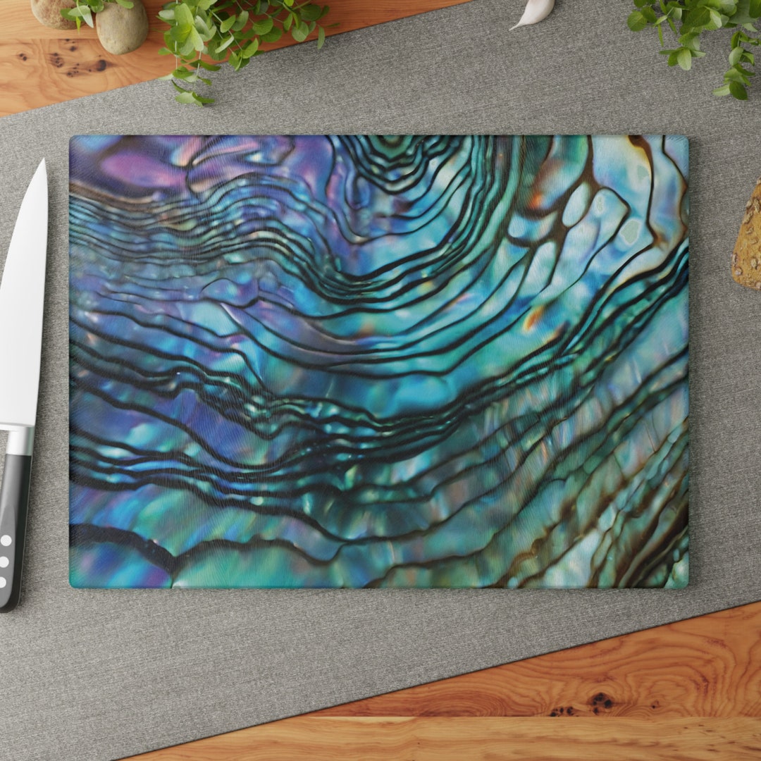 Abalone-paua Shell Design Glass Cutting Board, Abalone Colored Glass ...
