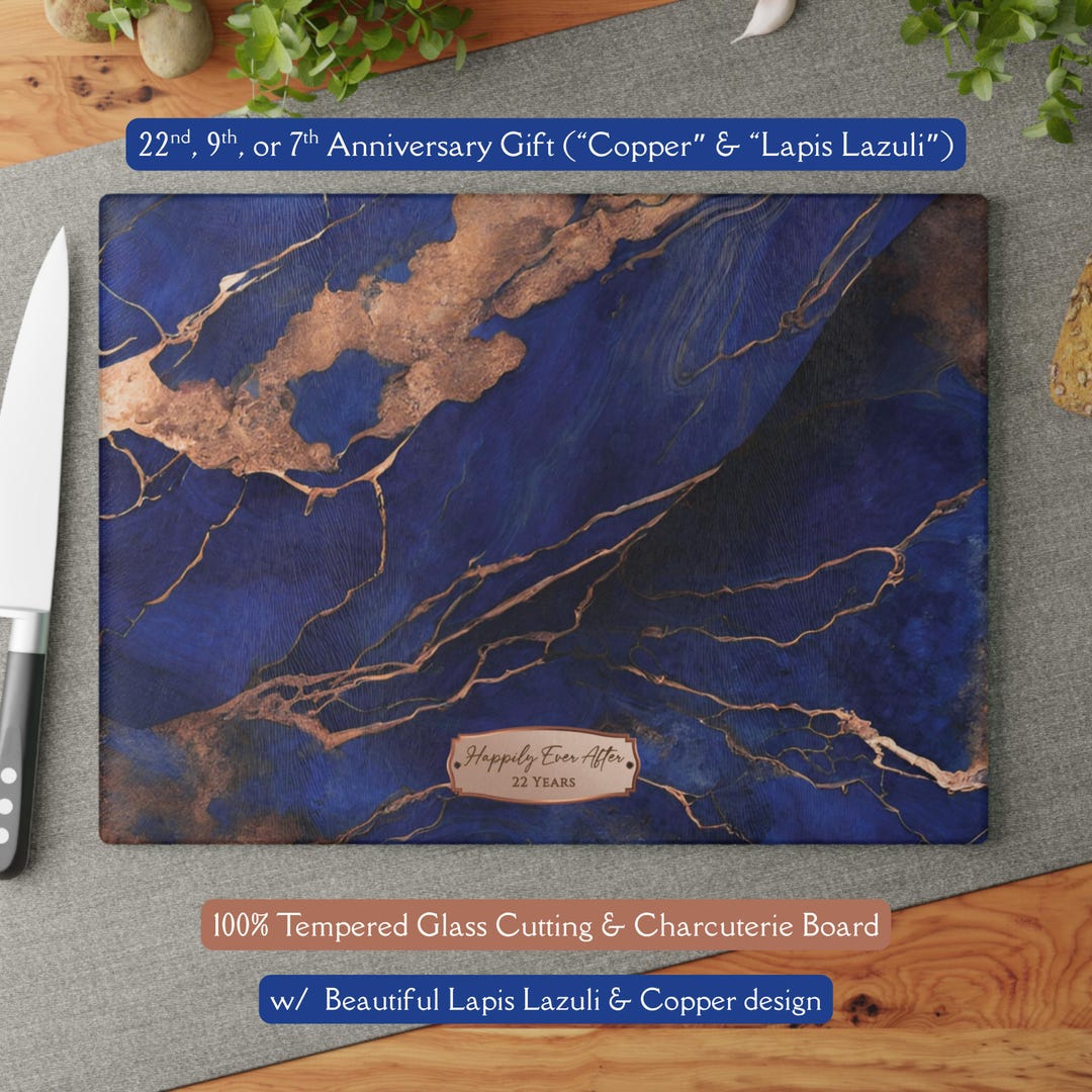 Lapis Lazuli & Copper-design *glass* Cutting Serving Board, 22nd ...