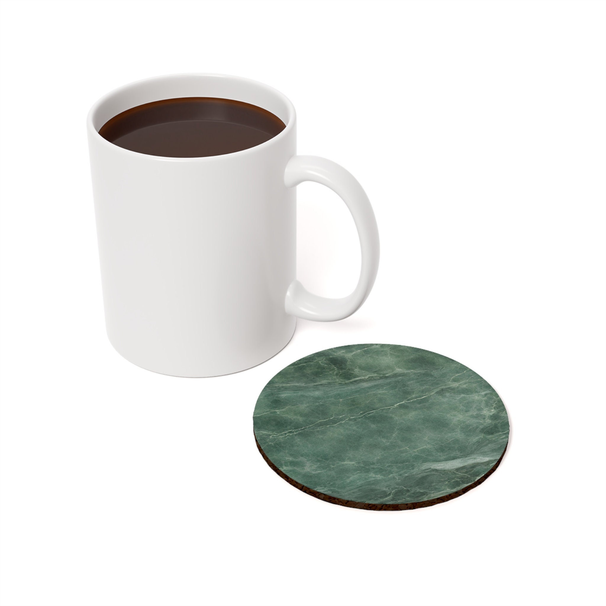 Coasters: Green Quartzite Marble-design faux Cork-back Coasters, Green ...