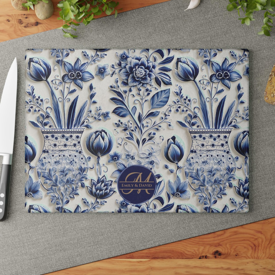 Beautiful Personalized Delft Blue Embossed Tile Design *glass* Cutting ...