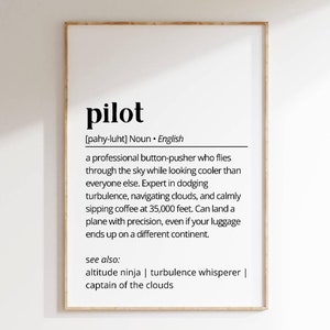 Pilot Definition Wall Art Aviation Humor Printable Gift for Pilots ...