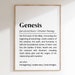 Genesis Definition Print: Christian Bible Theology Wall Art (digital ...