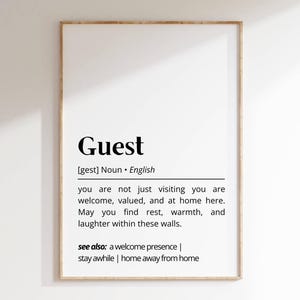 Guest Definition Print: Minimalist Welcome Sign (digital Download) - Etsy