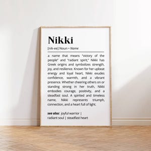 Nikki Name Definition Wall Art Personalized Name Meaning Gift ...