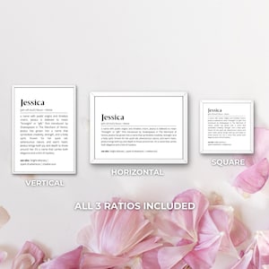 Jessica Name Definition Wall Art Personalized Inspirational Print Creative Name Meaning Poster ...