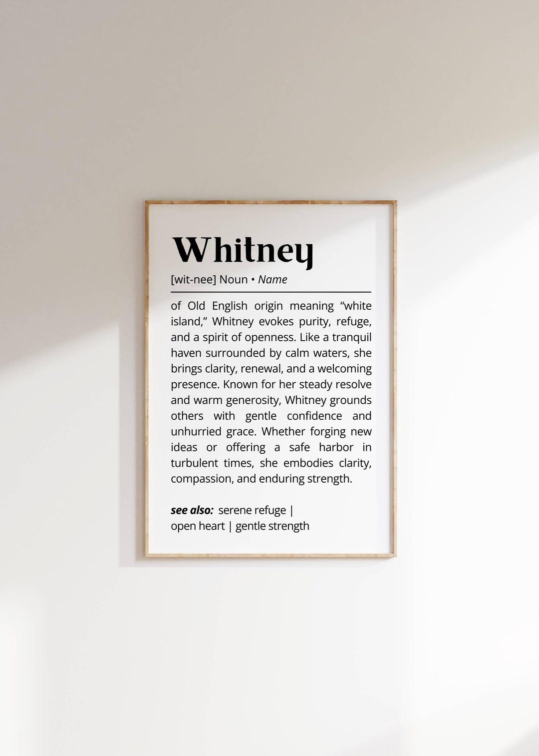 Whitney Name Definition Wall Art Personalized Name Meaning Gift for Her ...
