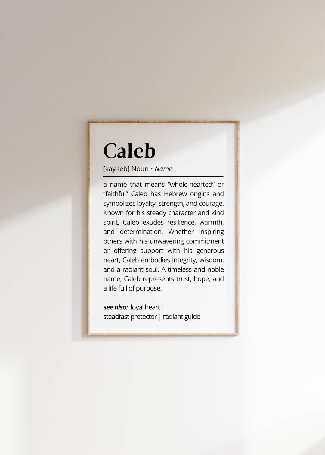Caleb Name Definition Wall Art Personalized Name Meaning Minimalist ...