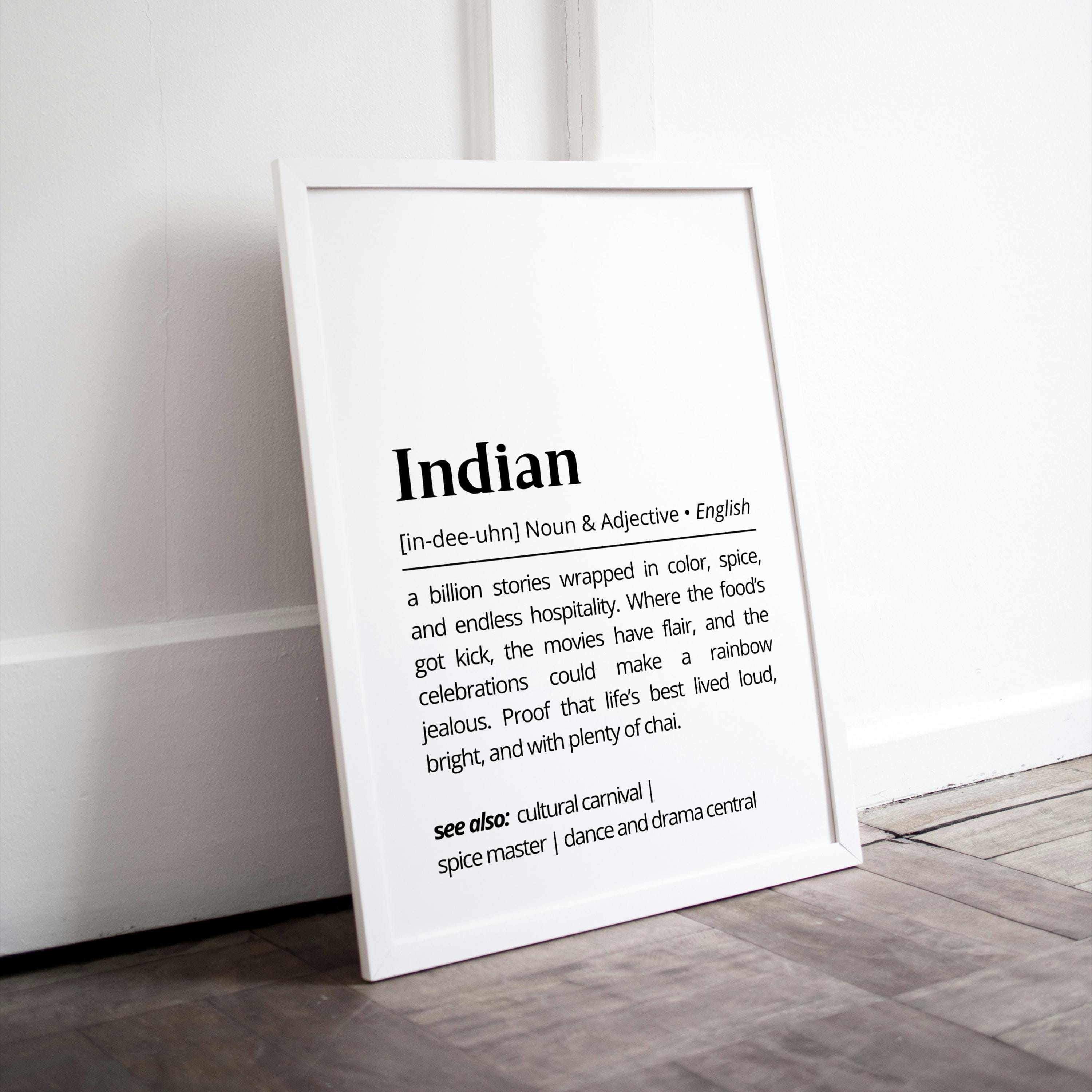 Indian Definition Wall Art Print Colorful Cultural Poster Indian ...
