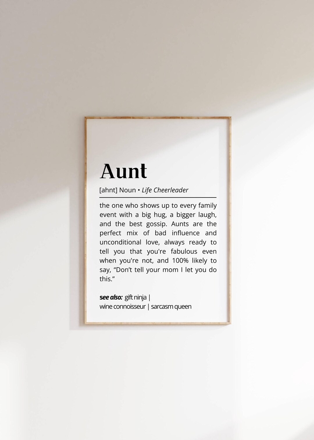 Aunt Definition Wall Art Warm & Funny Poster Printable Personalized ...