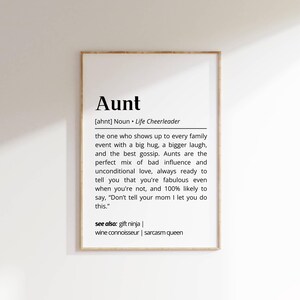 Aunt Definition Wall Art Warm & Funny Poster Printable Personalized ...