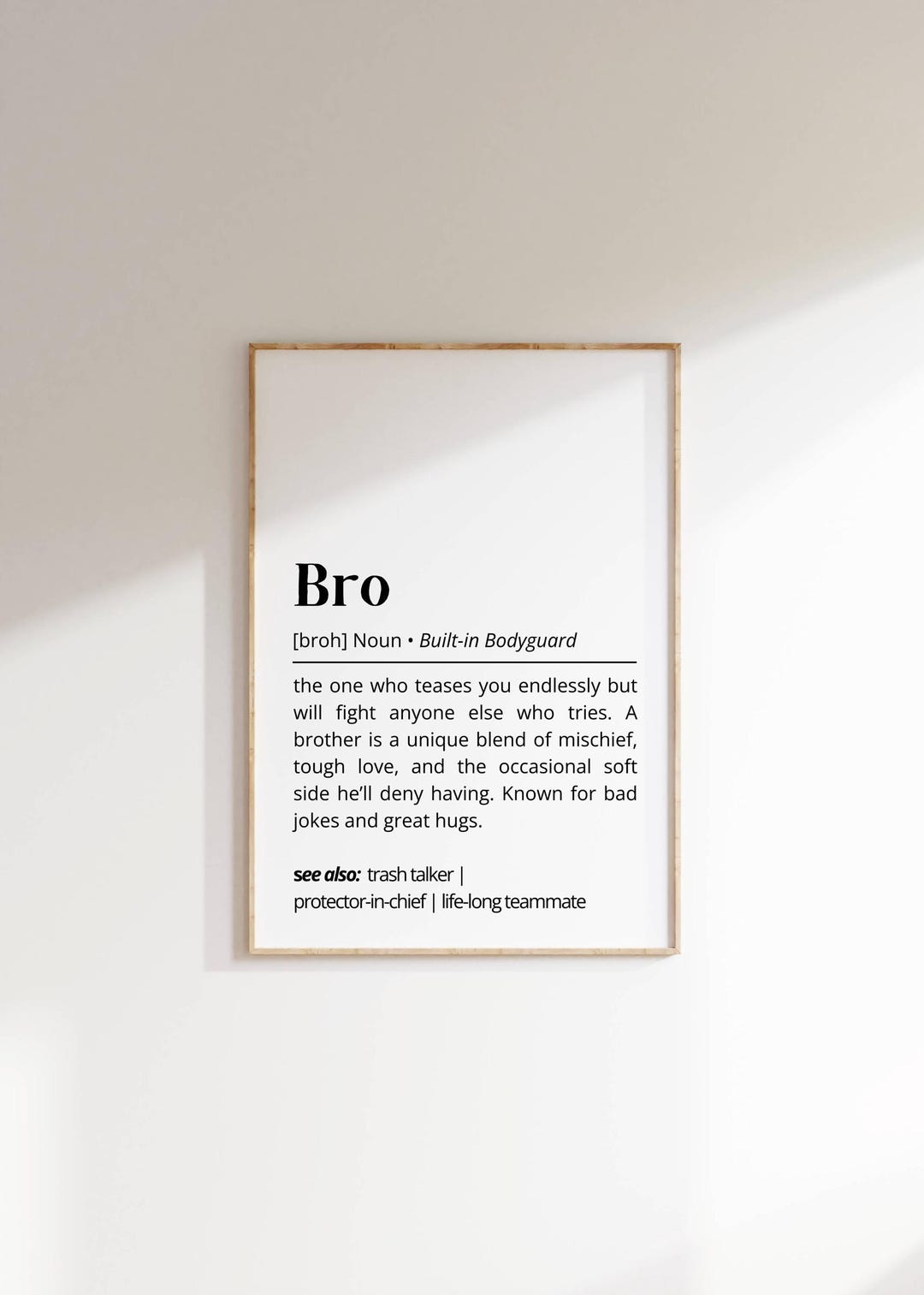 Bro Definition Wall Art Personalized Gift Poster Printable Gift for ...