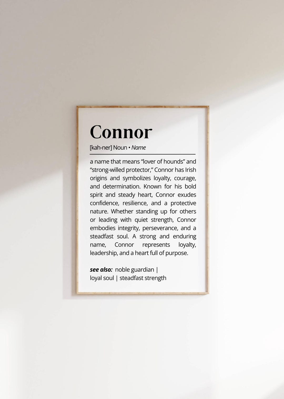 Connor Name Definition Wall Art Personalized Name Meaning Gift ...