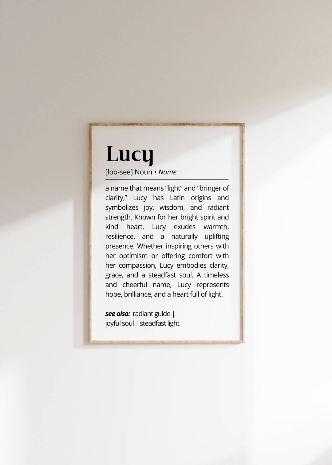 Lucy Name Meaning Print: Minimalist Nursery Decor (digital Download) - Etsy